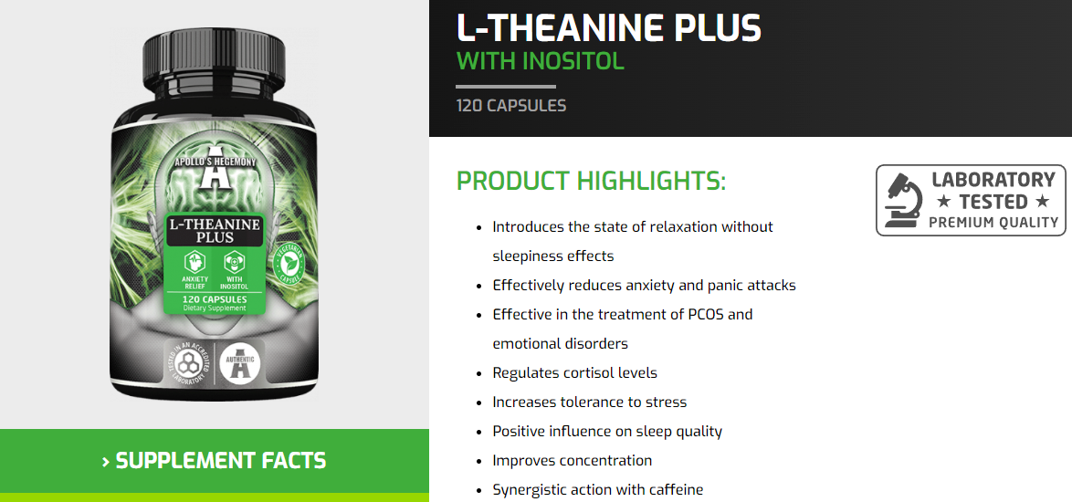 L-Theanine Plus (L-Teanin 200mg+Inositol 100mg) 120 kaps, Apollo's ...